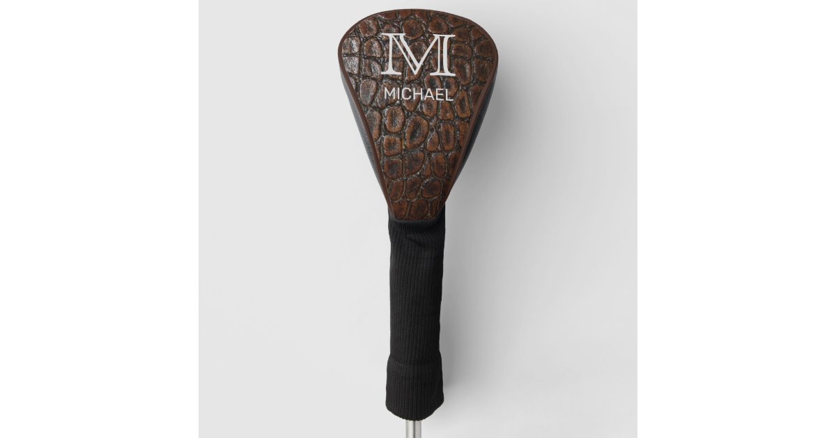 Custom Monogrammed and Name Brown Leather Golf Head Cover | Zazzle