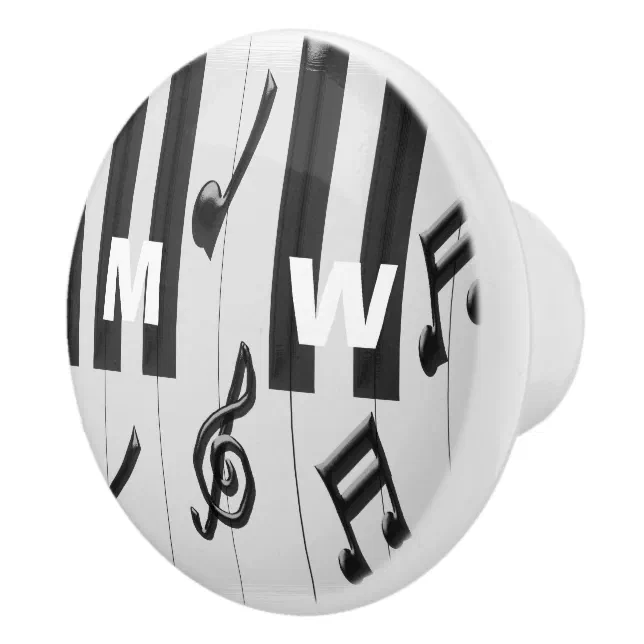 Custom Monogrammed Piano Keyboard Ceramic Knob | Zazzle