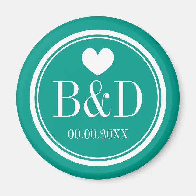 Custom monogrammed wedding party favor magnets | Zazzle