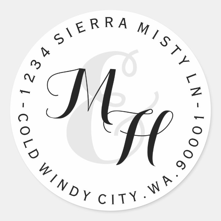 Custom Monograms Circular Return Address Label | Zazzle.com