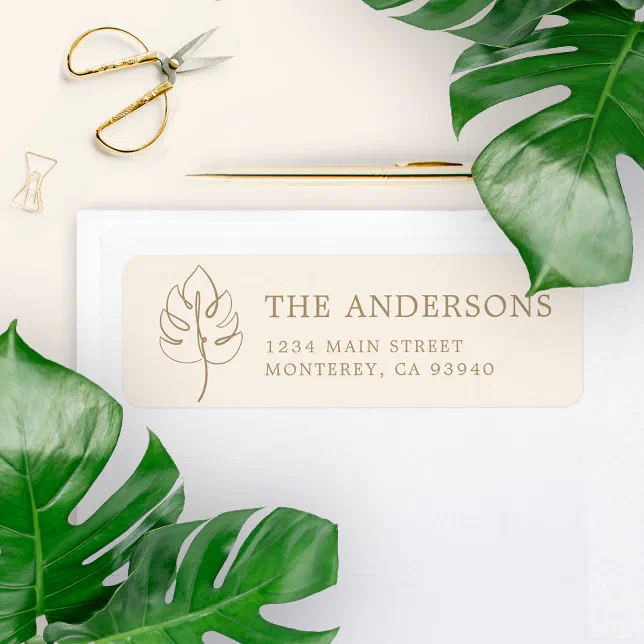 Custom Monstera Monogram Wedding Logo Label | Zazzle