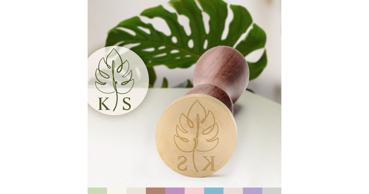 Custom Monstera Monogram Wedding Logo Wax Seal Stamp | Zazzle
