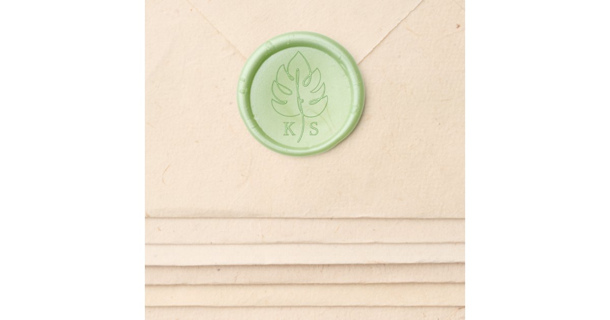 Custom Monstera Monogram Wedding Logo Wax Seal Sticker | Zazzle