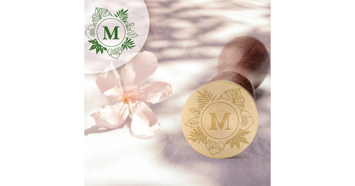 Custom Monstera Monogram Wedding or Family Logo Wax Seal Stamp | Zazzle