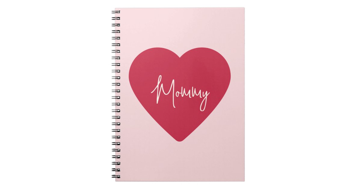 Custom Mother’s Day - Soft Pink & Red Heart | Notebook | Zazzle