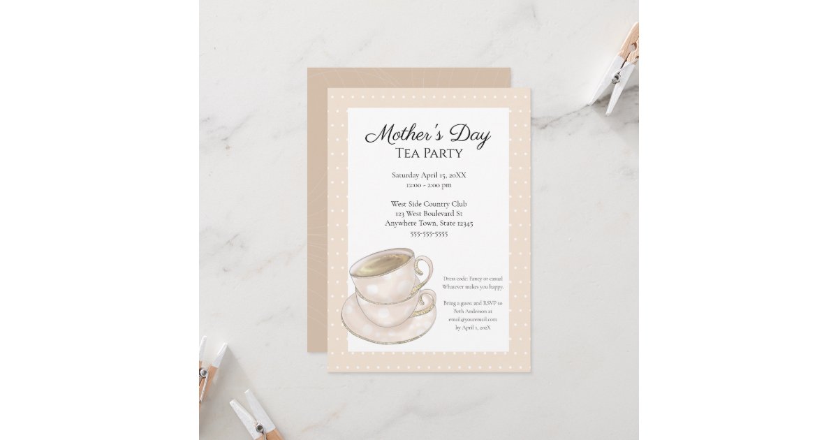 Custom Mother's Day Tea Party Invitation | Zazzle