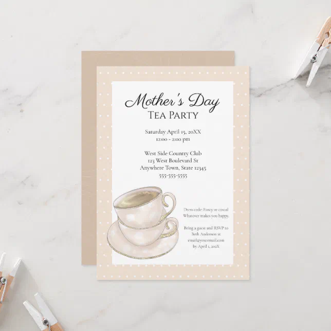 Custom Mother's Day Tea Party Invitation | Zazzle
