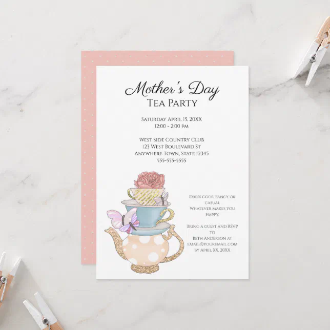 Custom Mother's Day Tea Party Invitation | Zazzle