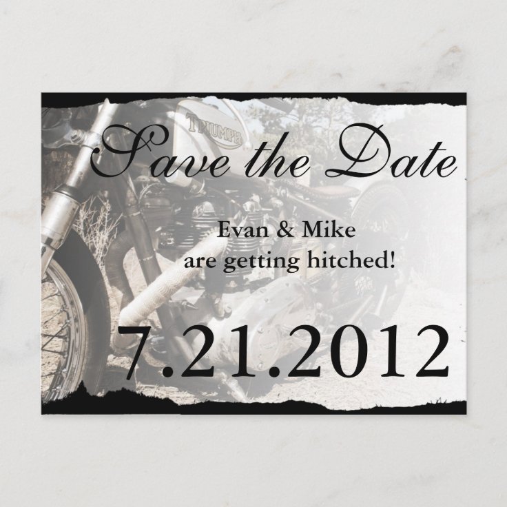 Custom Motorcycle Biker Save the Date Postcard | Zazzle