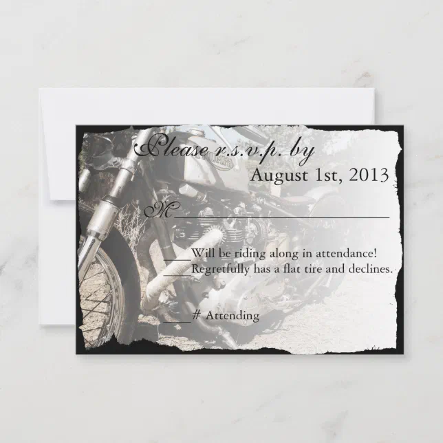 Custom Motorcycle Biker Wedding RSVP card | Zazzle