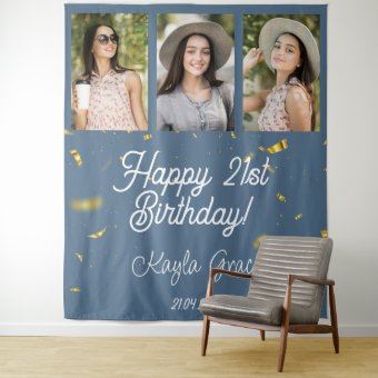 Custom Multi Photo Birthday Party Wall Backdrop | Zazzle