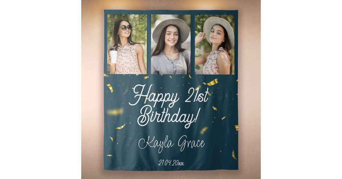 Custom Multi Photo Birthday Party Wall Backdrop | Zazzle