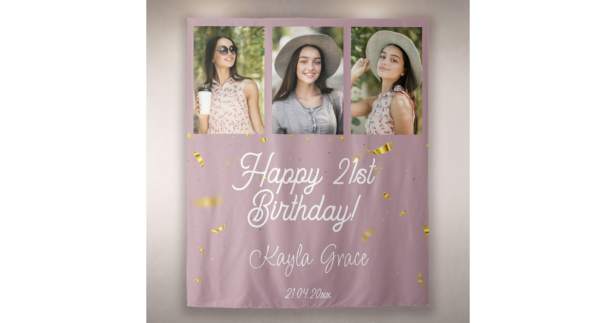 Custom Multi Photo Birthday Party Wall Backdrop | Zazzle