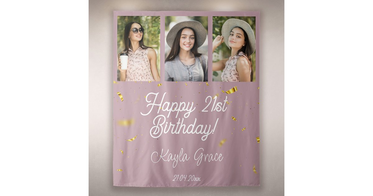 Custom Multi Photo Birthday Party Wall Backdrop | Zazzle