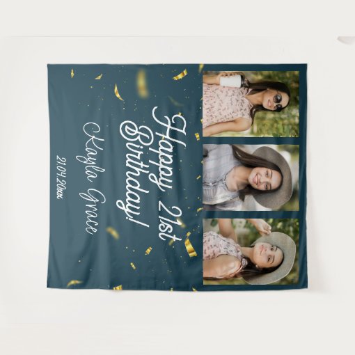 Custom Multi Photo Birthday Party Wall Backdrop | Zazzle