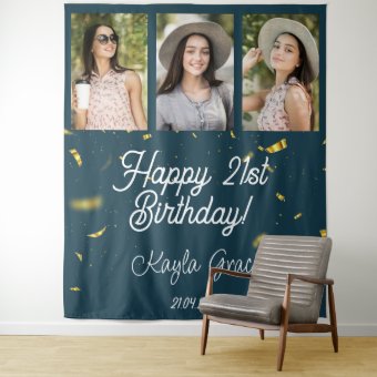 Custom Multi Photo Birthday Party Wall Backdrop | Zazzle