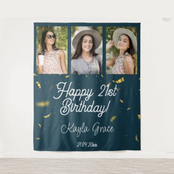 Custom Multi Photo Birthday Party Wall Backdrop | Zazzle