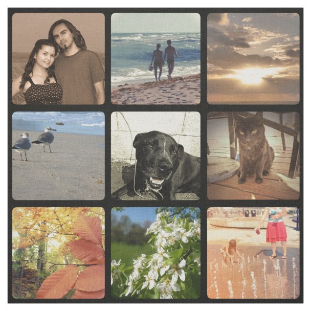 Large-Scale Multi Photo Mosaic Picture Collage Fabric | Zazzle