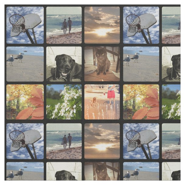 Large-Scale Multi Photo Mosaic Picture Collage Fabric | Zazzle
