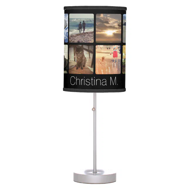 Custom Multi Photo Mosaic Picture Collage Table Lamp | Zazzle