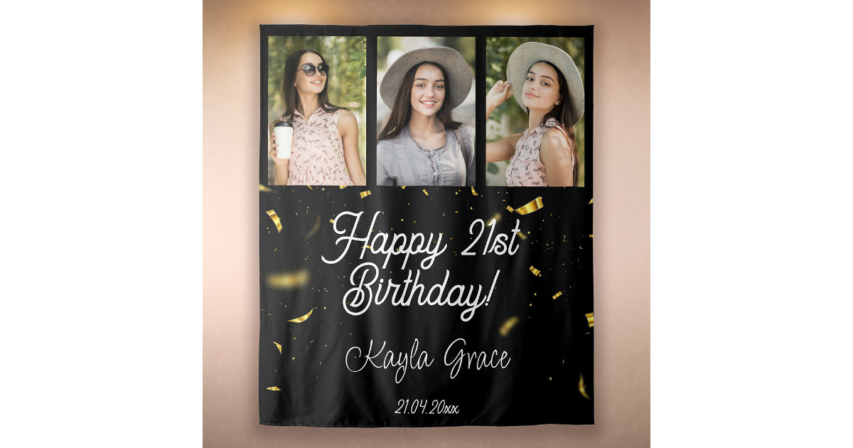 Custom Multi Photo Party Wall Backdrop Birthday | Zazzle