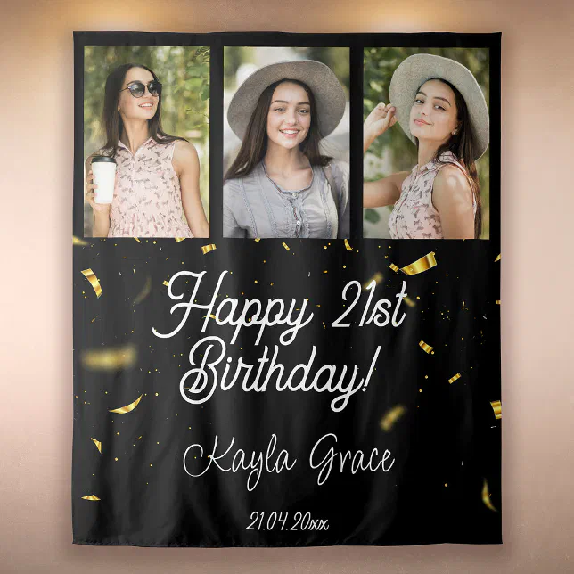 Custom Multi Photo Party Wall Backdrop Birthday | Zazzle