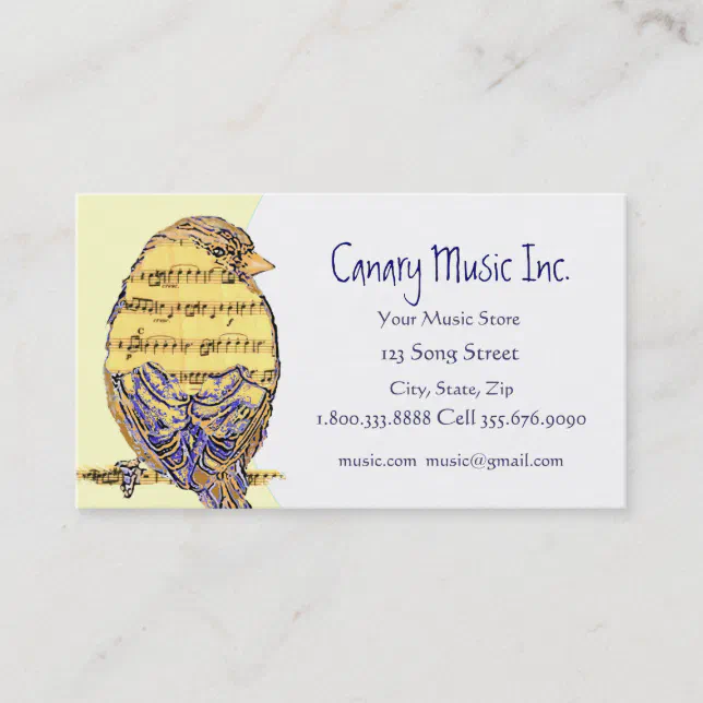 Custom Music & Bird with Music Notes Business Card | Zazzle
