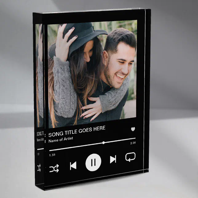 Custom Music Song Album Couple Photo Block | Zazzle