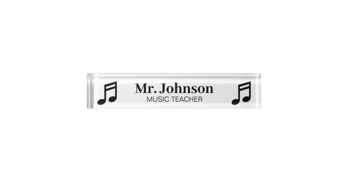 Custom music teacher name and music note icon desk name plate | Zazzle
