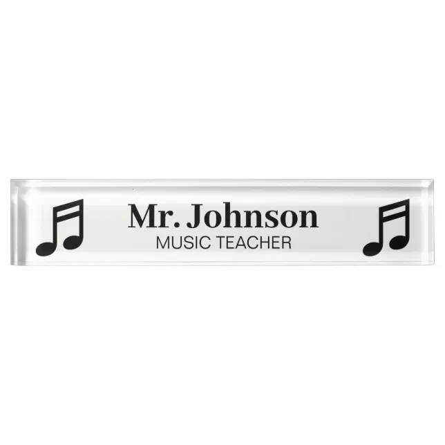 Custom music teacher name and music note icon desk name plate | Zazzle