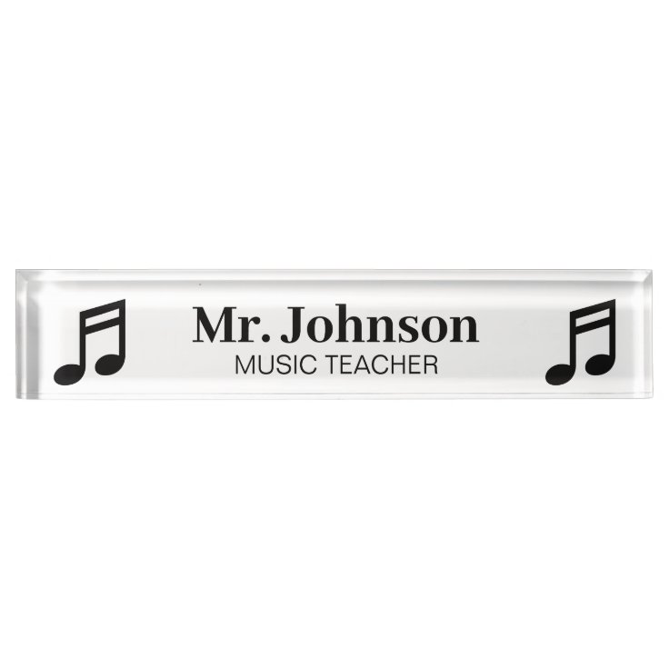 Custom music teacher name and music note icon desk name plate | Zazzle