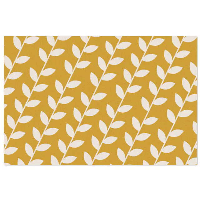 Custom Mustard 70s Retro Leaf Pattern Tissue Paper | Zazzle