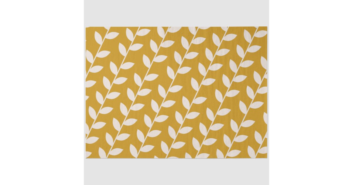 Custom Mustard 70s Retro Leaf Pattern Tissue Paper | Zazzle