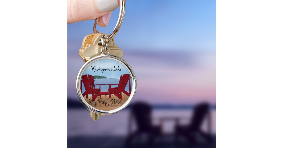 Custom My Happy Place Keychain | Zazzle