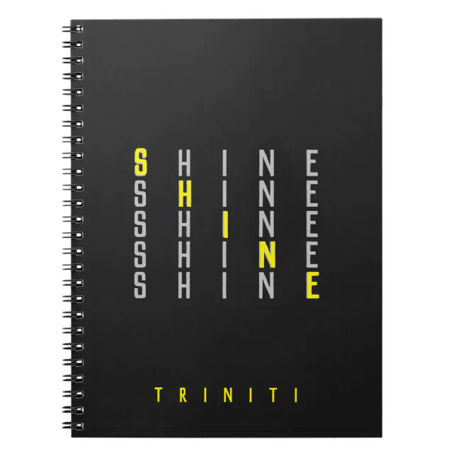 Custom My Name Shine Repeat Pattern Bright Yellow Notebook | Zazzle