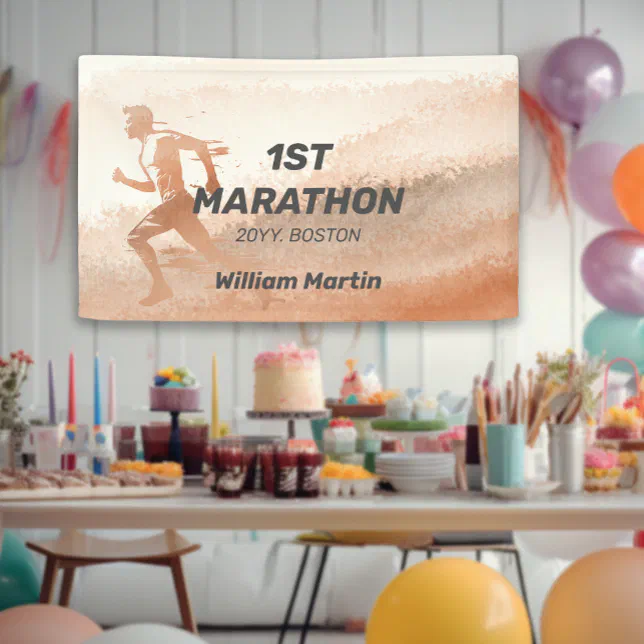 Custom Name 1ST Marathon-Post Marathon Party Banner | Zazzle