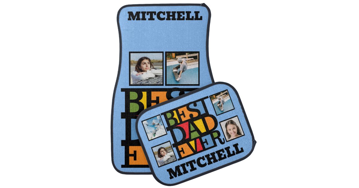 Custom Name & 4 Photos BEST DAD EVER Car Floor Mat | Zazzle