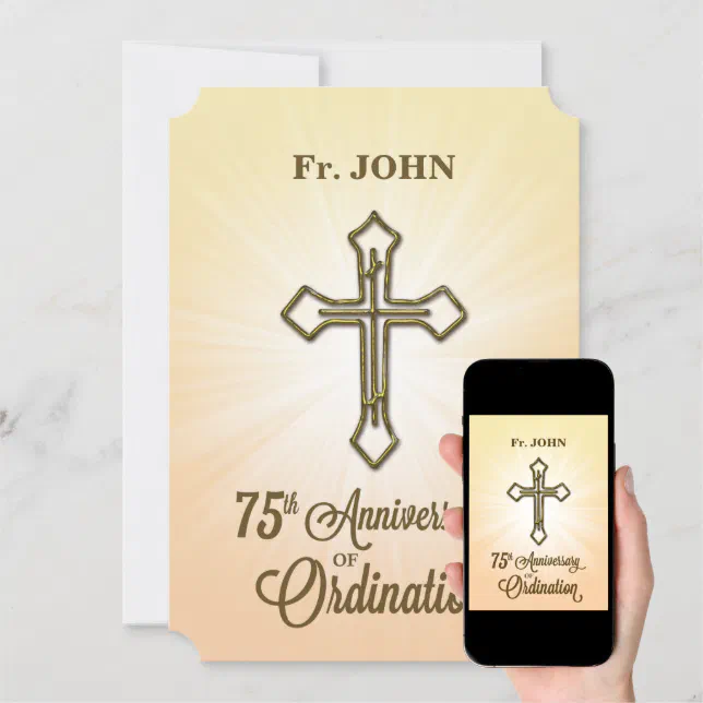 Custom Name 75th Anniversary of Ordination Invite | Zazzle