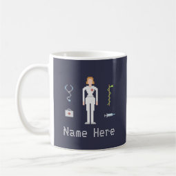 Custom Name 8Bit Female Doctor Coffee Mug | Zazzle