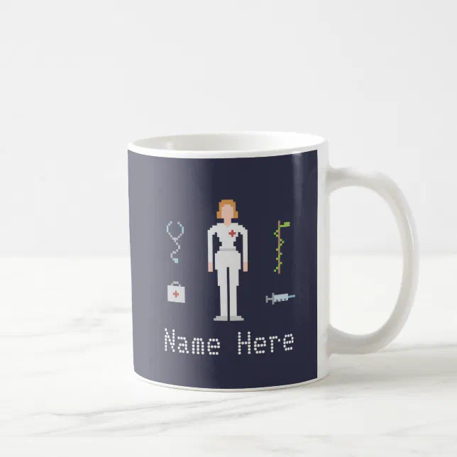 Custom Name 8Bit Female Doctor Coffee Mug | Zazzle