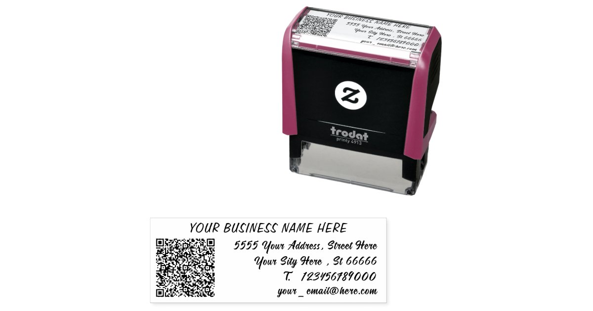 Custom Name Address Info QR Code Stamp Template | Zazzle