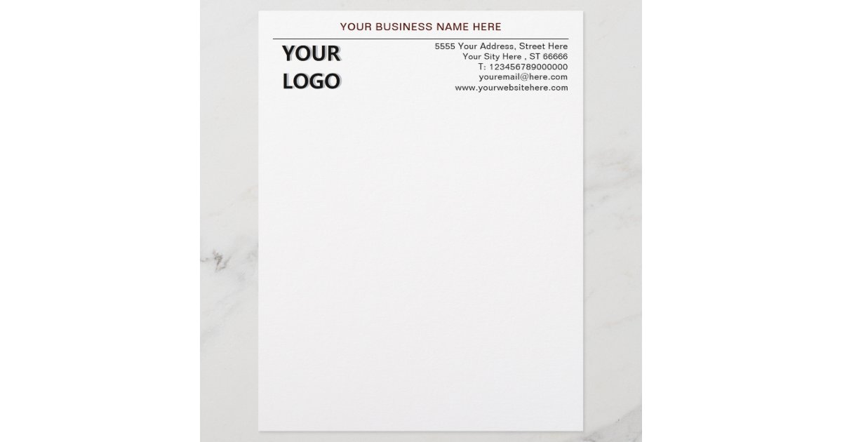 Custom Name Address Logo Info Business Letterhead | Zazzle