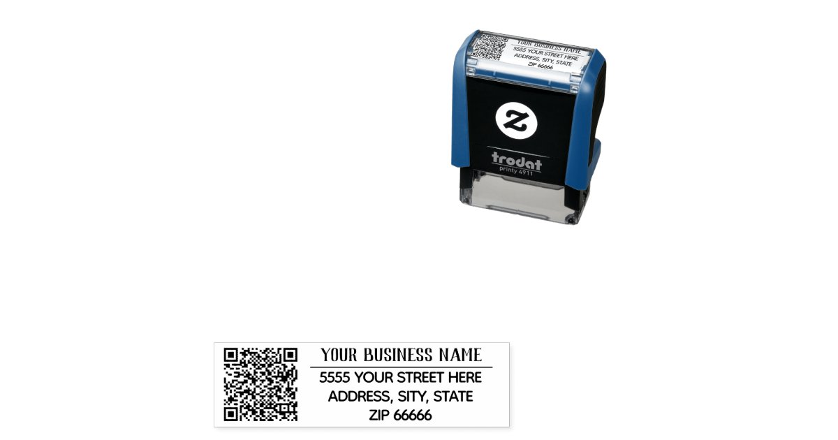 Custom Name Address QR Code Self-inking Stamp | Zazzle