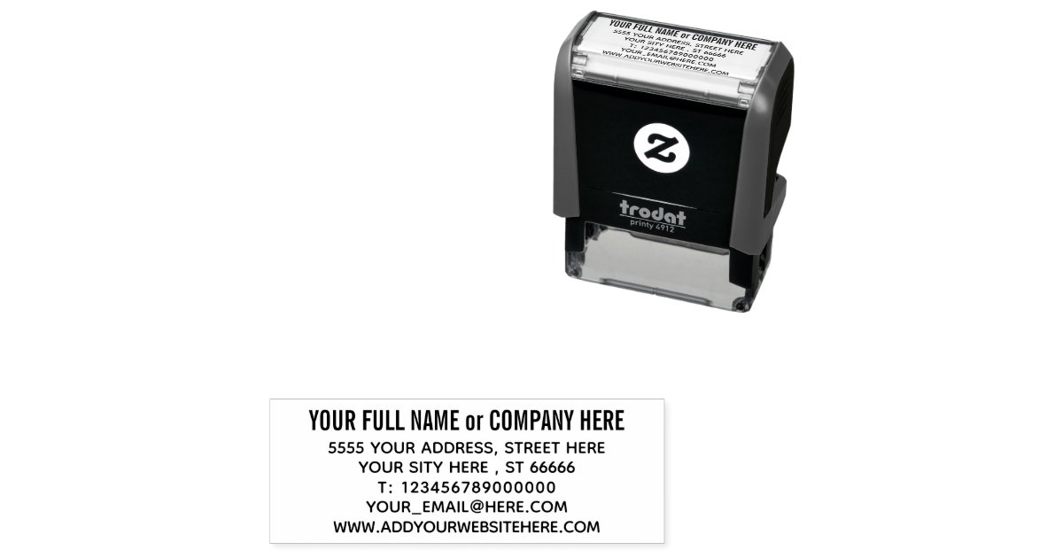 Custom Name Address Website Phone Email Info Stamp | Zazzle