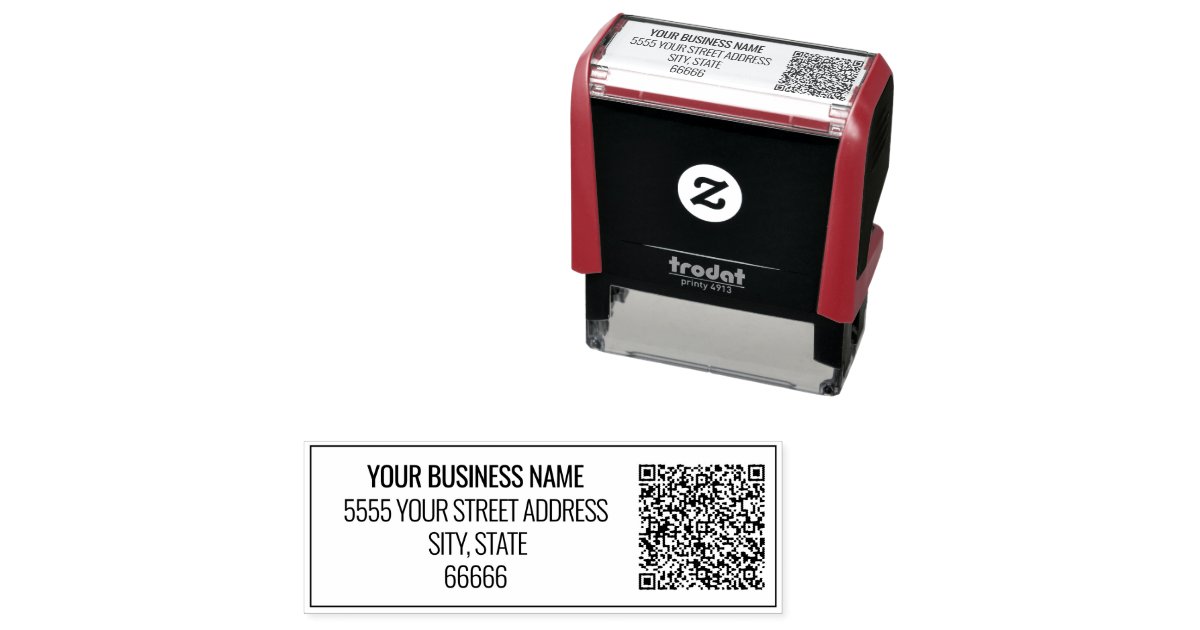 Custom Name Adress QR Code Self-inking Stamp | Zazzle