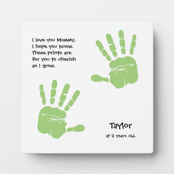 Custom Name Age Kid Handprint Plaque | Zazzle.com