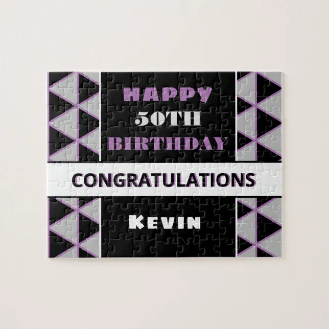 Custom name and age 50th birthday puzzle | Zazzle