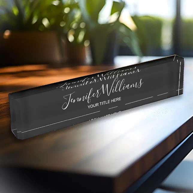 Custom Name And Job Title Elegant Desk Name Plate | Zazzle