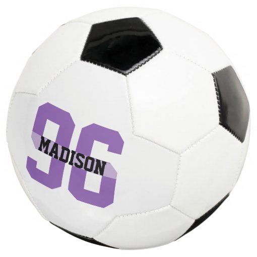 Custom Name and Number Cool Modern Purple Soccer Ball | Zazzle