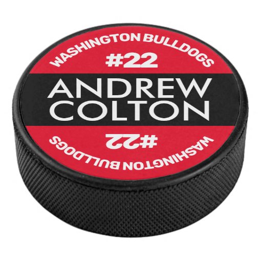 Custom Name and Number Hockey Puck | Zazzle
